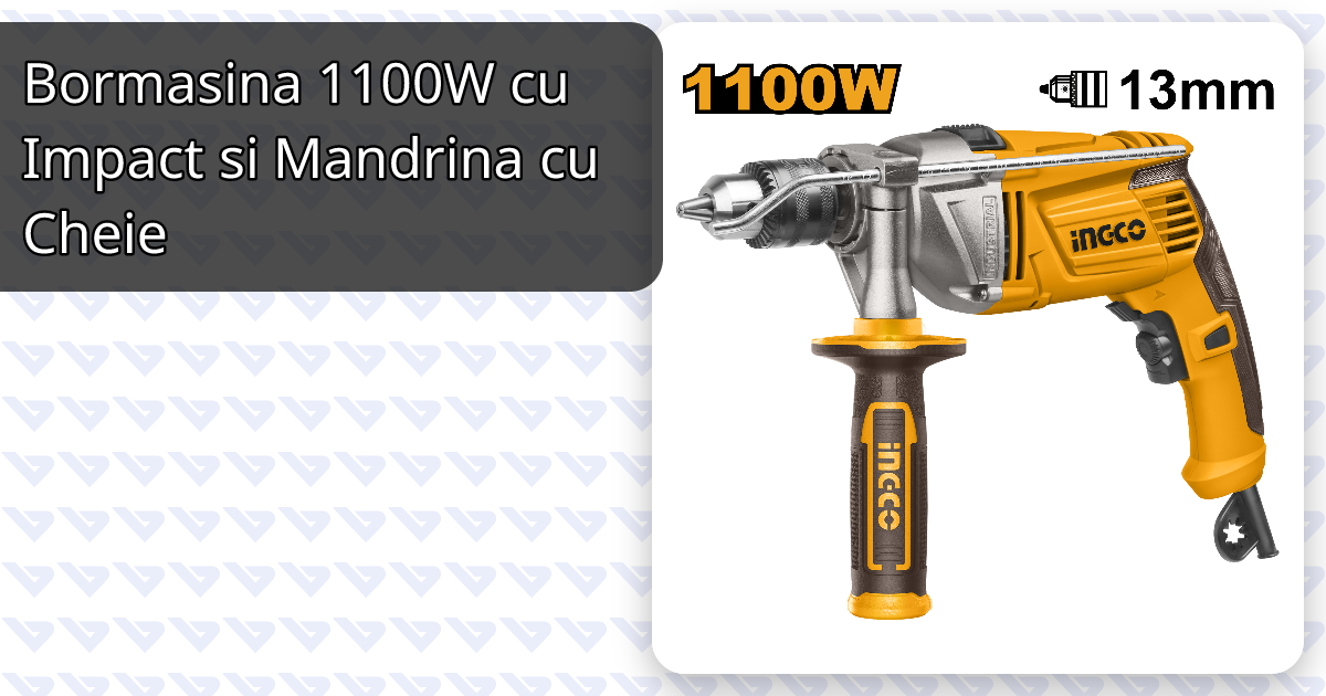 Bormasina 1100W cu Impact si Mandrina cu Cheie
