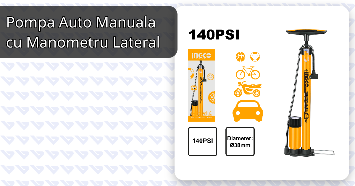 Pompa Auto Manuala cu Manometru Lateral