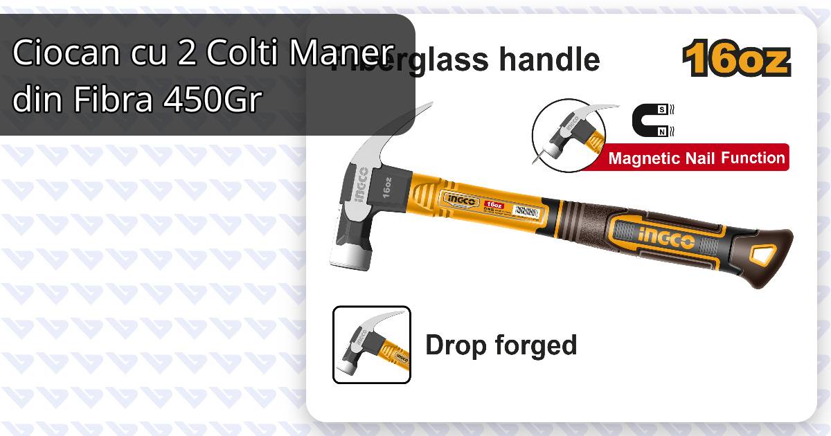 Ciocan cu 2 Colti Maner din Fibra 450Gr