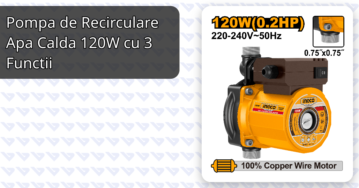 Pompa de Recirculare Apa Calda 120W cu 3 Functii