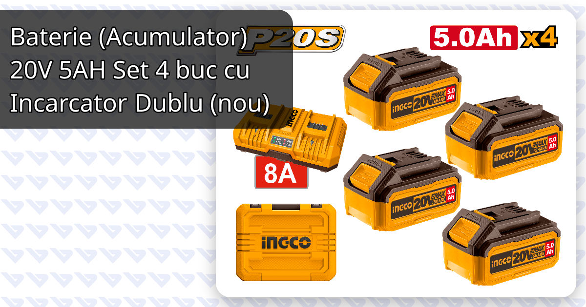 Baterie (Acumulator) 20V 5AH Set 4 buc cu Incarcator Dublu (nou)